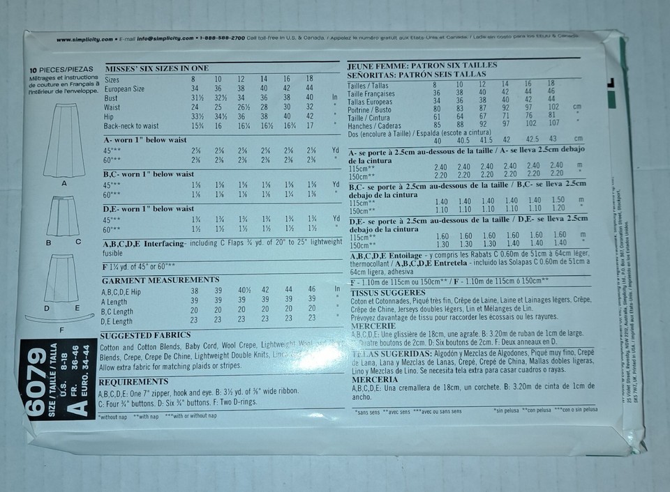 New Look 6079 Sewing Pattern Pleated Skirts 5 Styles Misses Size 8-18 ...