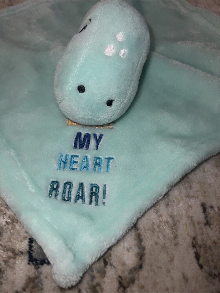 Elle & Jaye Light Green Dinosaur Make My Heart Roar Security Blanket ...