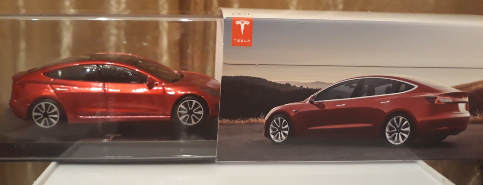 NEW! Genuine Tesla Model 3 Diecast 1/43 Gift Rare Multicoat Red ...