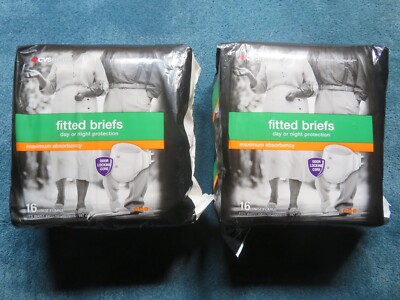 2 Packs CVS Fitted Briefs Maximum Absorbency Unisex Large Waist 44"-58 ...