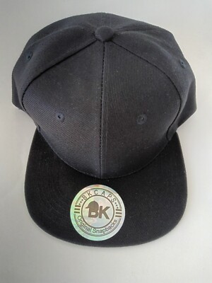 Black Solid Pattern Straight Baseball Caps Men Casual Flat Snapback ...