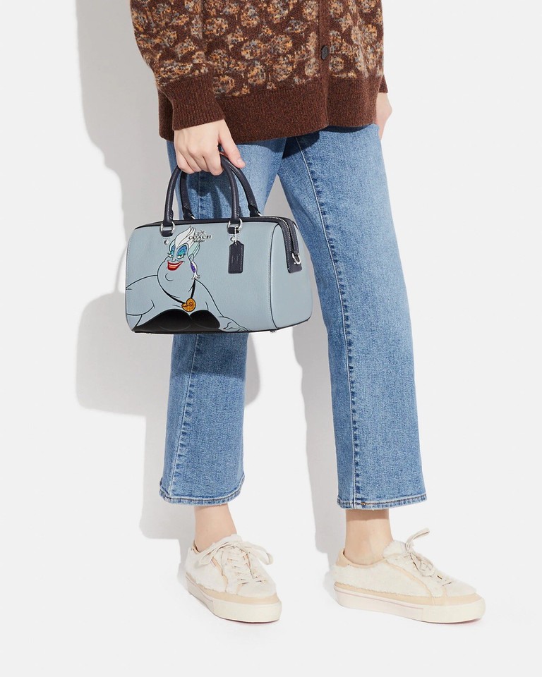 Coach Disney X Coach Rowan Satchel With Ursula Motif-Silver/Ice Blue ...