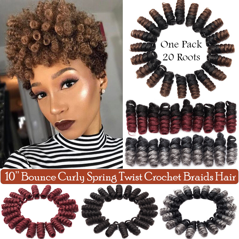 NEW Natural Afro Jamaican Bounce Curly Short Spring Twist Loops Crochet ...