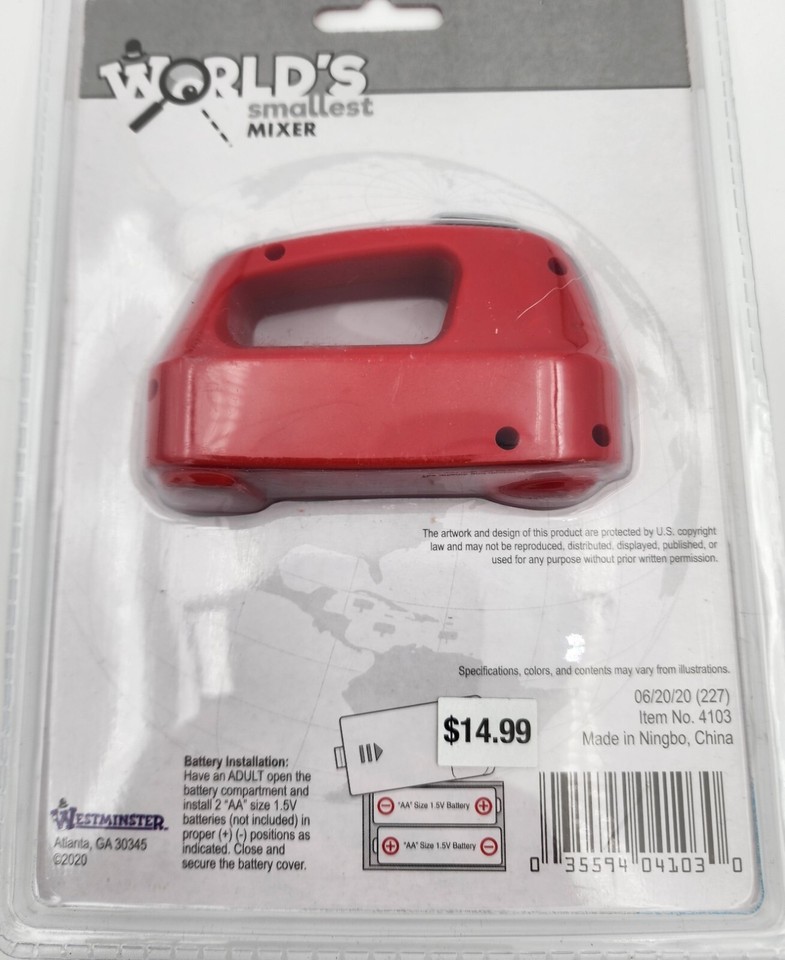 Worlds Smallest Hand Held Mixer Solid Red Battery Powered Baking ...