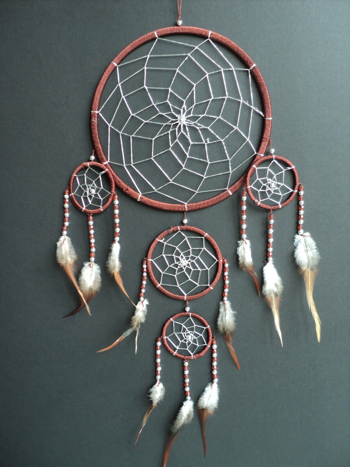 LARGE BROWN DREAM CATCHER 22 x 50cm TRADITIONAL STYLE APACHE INDIAN ...