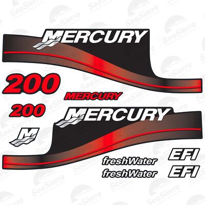 Mercury 200 hp EFI freshWater outboard engine decals Red sticker set | eBay