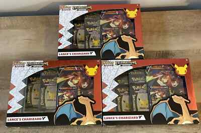 3x Pokémon TCG Celebrations Collection Lance's Charizard V Boxes Lot ...