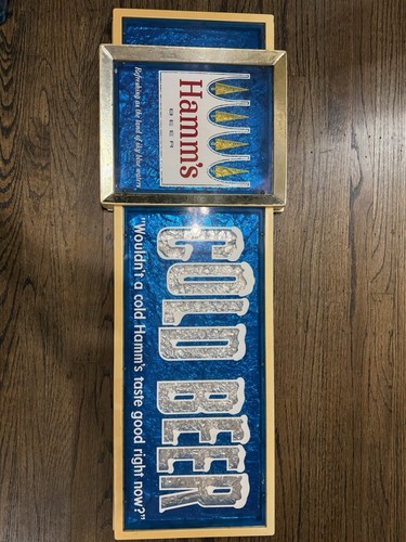 Vintage Hamm’s Beer “Cold Beer” Wall Sign – 41” Advertising Bar Display ...