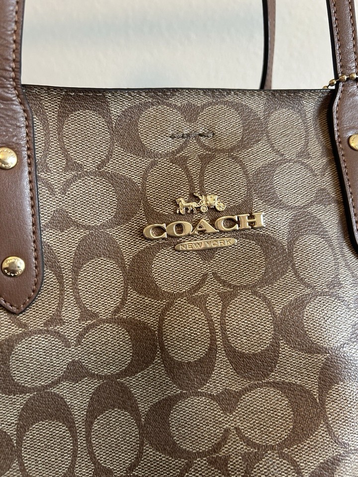 Coach 76636 Town Tote Purse Shoulder Handbag - Brown 193971252643| eBay