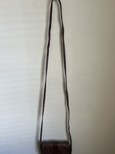 Old Vintage Brown Leather Crossbody Bag Purse Worn Distressed Broken In ...