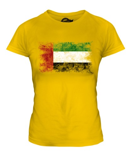 UNITED ARAB EMIRATES DISTRESSED FLAG LADIES T-SHIRT TOP AL-IMARAT AL ...