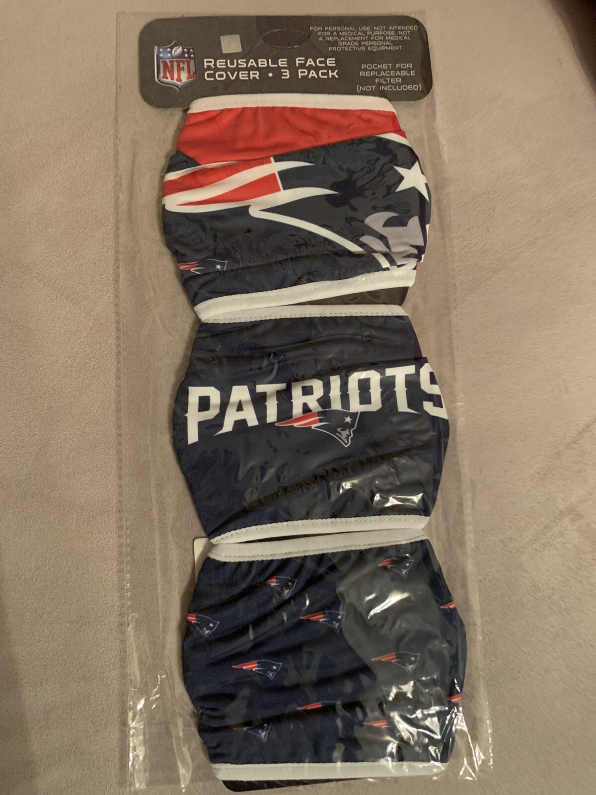 New England Patriots Face Covers / Masks pack of 3 | eBay