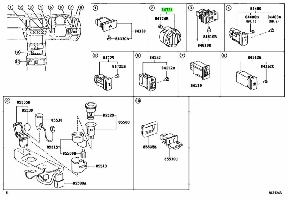 Toyota Genuine OEM 2003-09 4Runner H4 L4 Transfer Case Shift Switch 4X4 ...