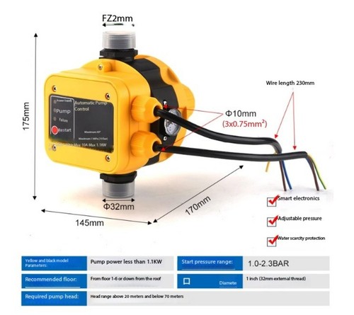 Water Pressure Boosting Pump Start-Stop Controller with Adjustable ...