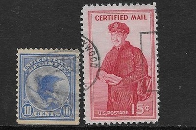 US Scott F1, FA1 Registration & Certified U.S. Postal Stamps, Used, NG ...