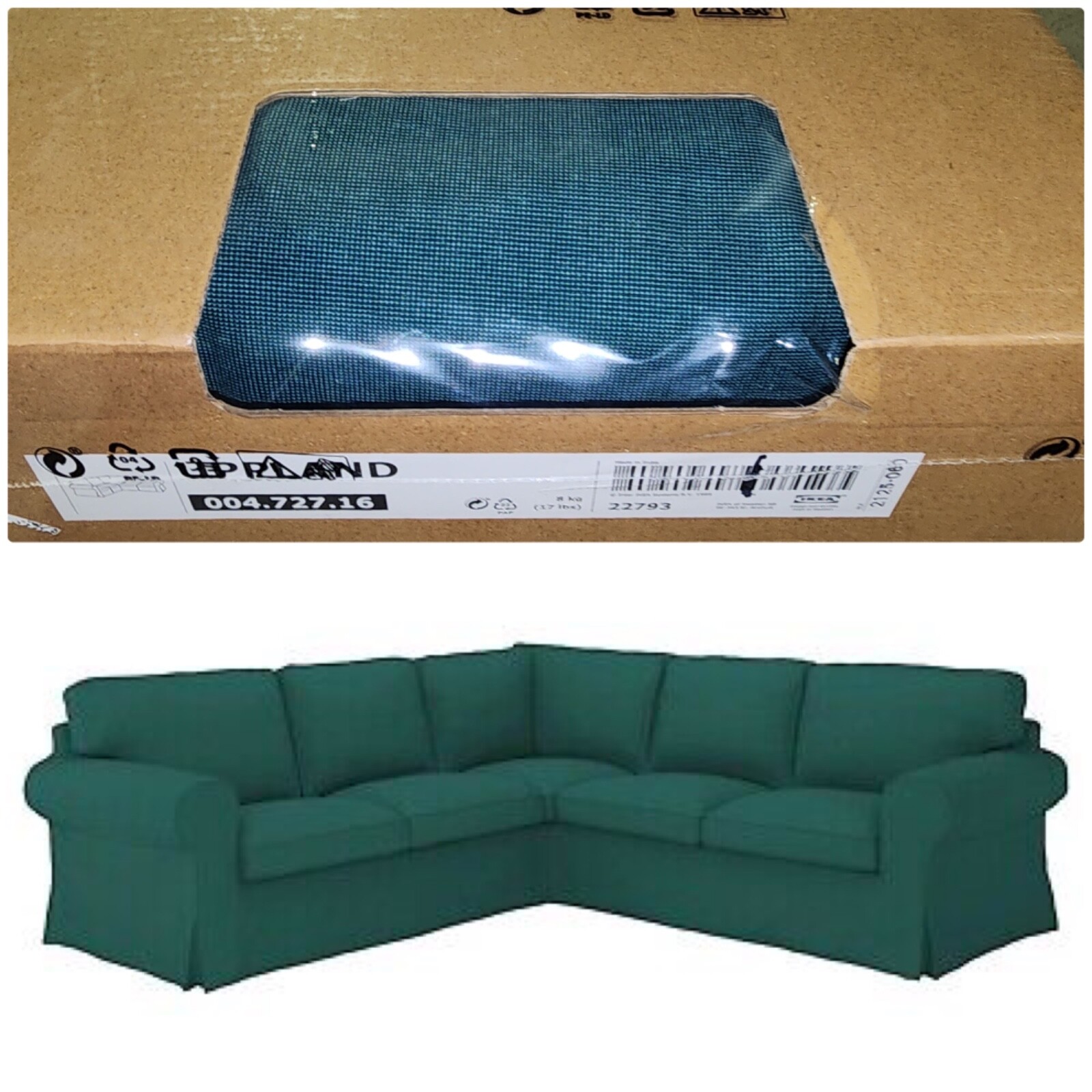 IKEA 004.727.16 UPPLAND Slipcover - Totebo Dark Turquoise for sale ...