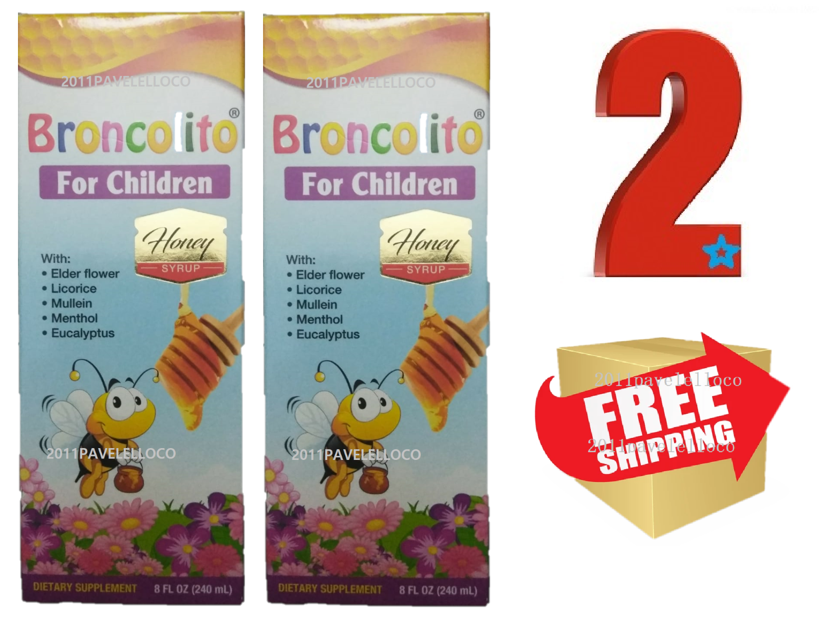 Broncolito for Children Honey Syrup Jarabe de Miel 8 Fl oz Eucaliptus ...