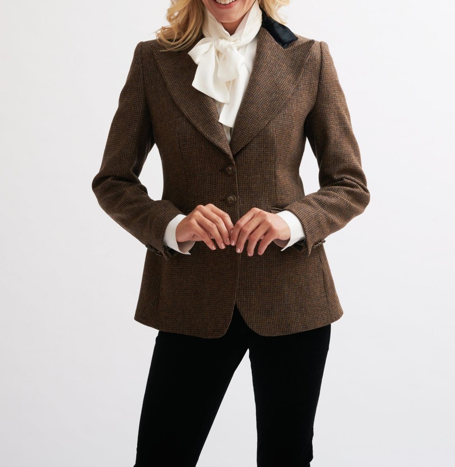 Women's Tweed Jacket Classic Fit Plaid Blazer for Office Business ...