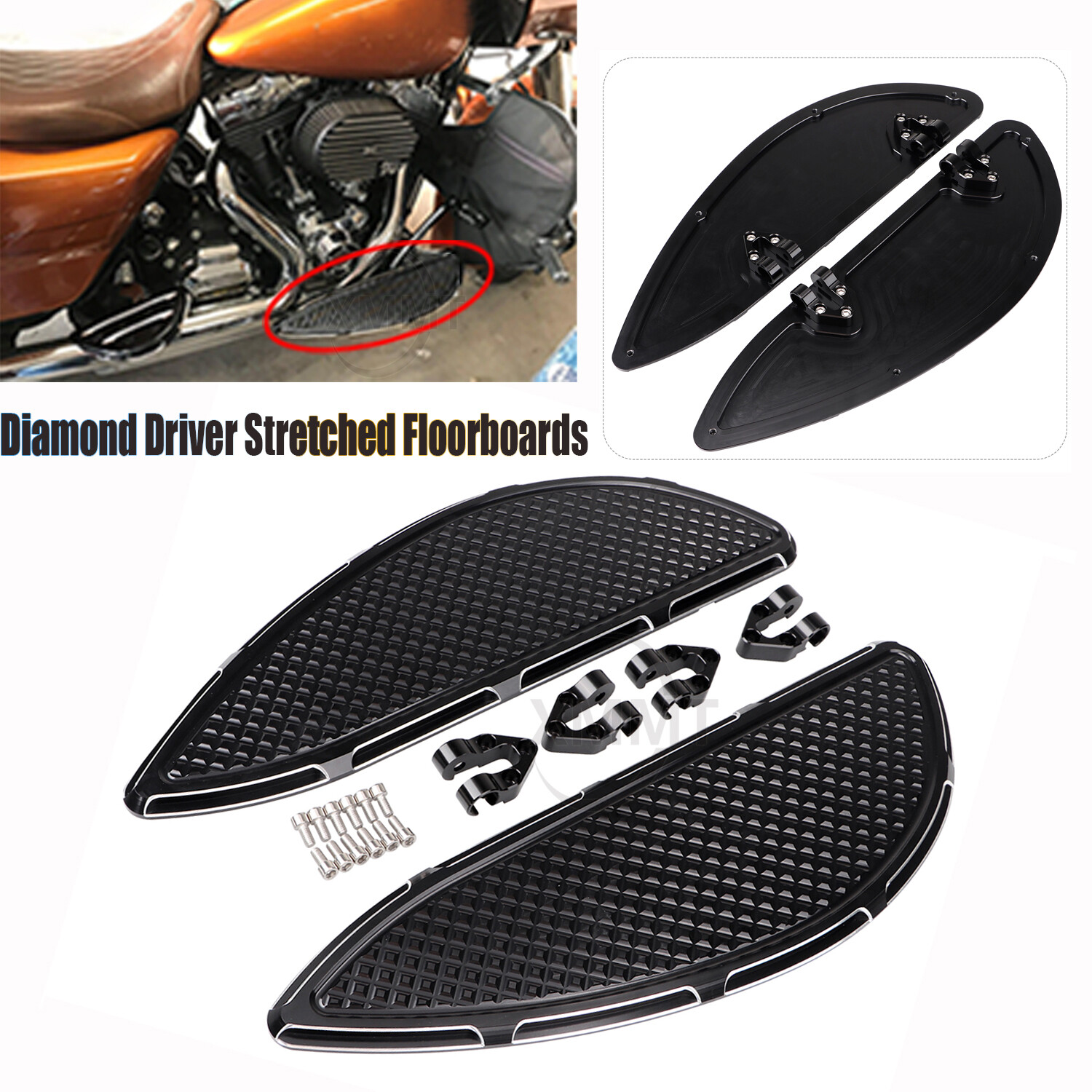 Motorcycle Driver Stretched Floorboard Mount Foot Board For Harley ...