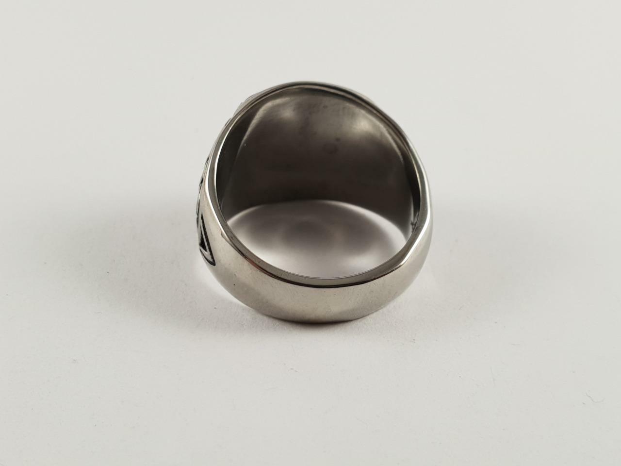 Stainless Steel Vehmic court symbol biker ring viking runes | eBay