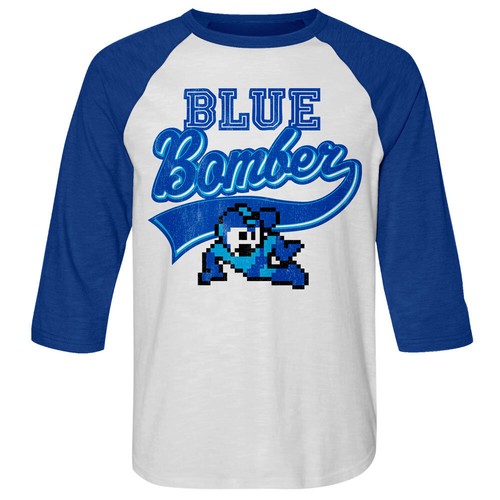 Megaman Retro Blue Bomber Men's Raglan Shirt Rokkuman Capcom Gamer ...