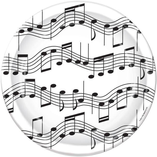 Musical Notes 9 Inch Paper Plates 8 Pack Music Tableware Party ...