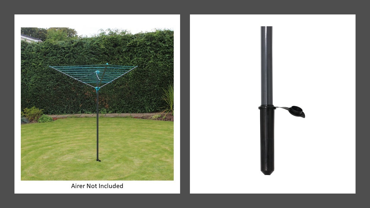 Rotary Airer Soil Spike Heavy Duty Washing Line Ground Spike Steel 32 ...