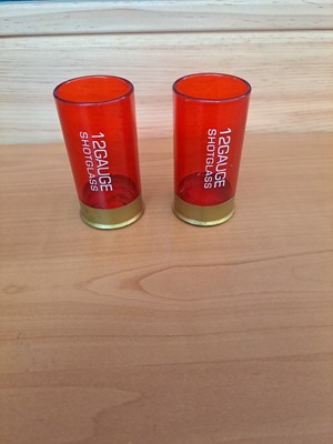 2 Shot Glass 12 Gauge Transparent Red Plastic Shotgun Shell Look 2 ...