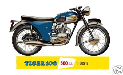 TRIUMPH Poster T100 Tiger 100 T100SS 1960's 1962 1963 Suitable to Frame ...