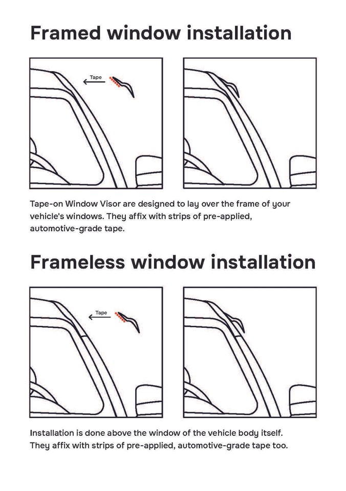 Tape-on Windows Visors Deflector Sun Rain Guard for Acura RSX Honda ...