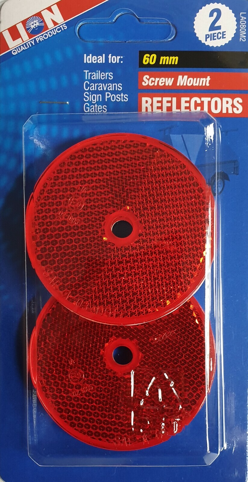 Lion 2 Piece 60mm Round Reflector Screw Mount [Colour: Red] | eBay