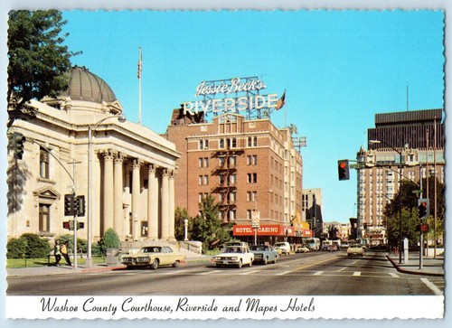 c1960 Reno Nevada NV Postcard Washoe County Courthouse Riverside Mapes ...