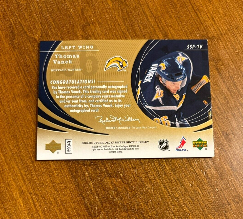 Thomas Vanek 2007-08 Upper Deck Signature Shots Puck Signings Auto SSP ...