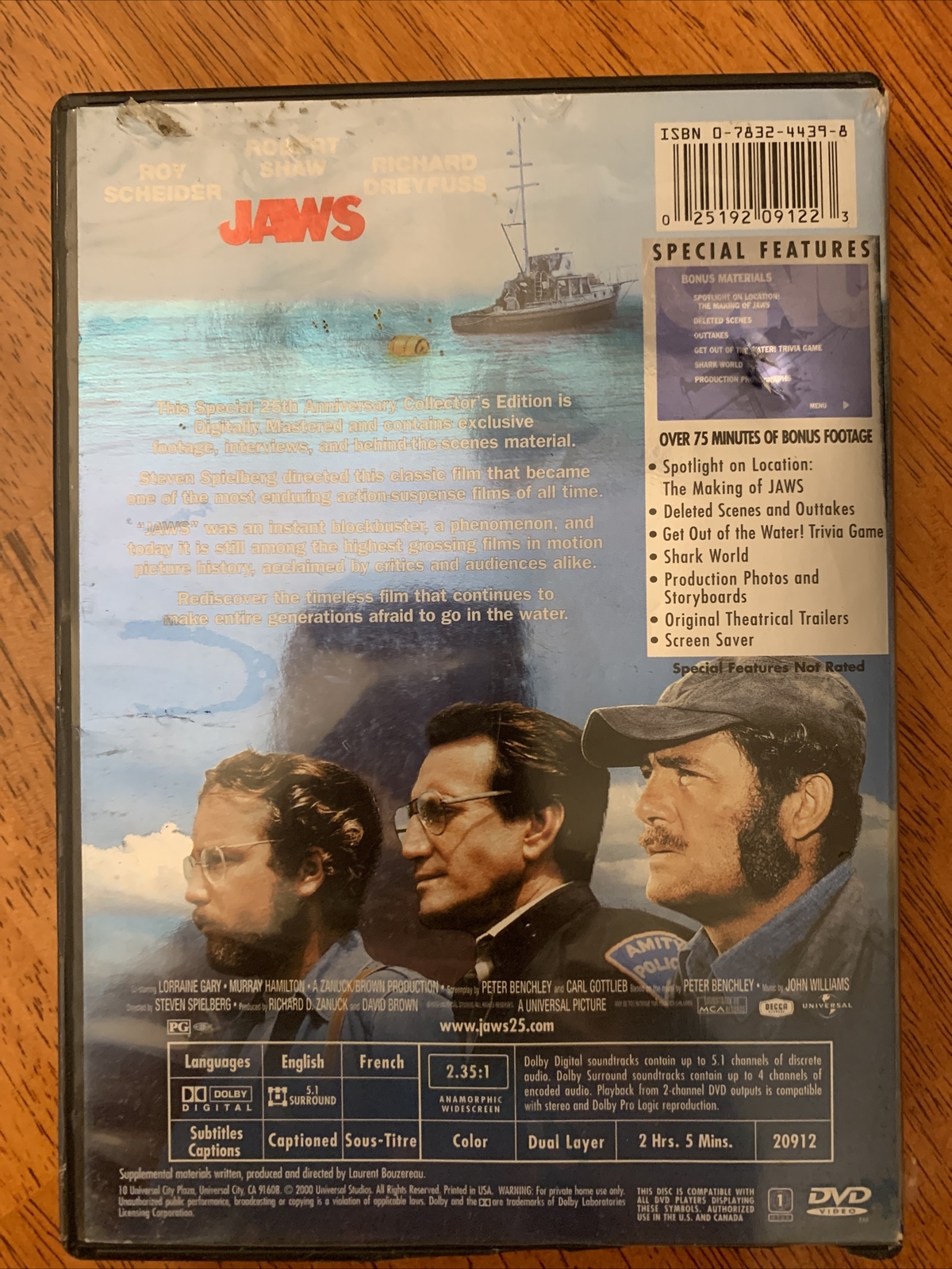 Jaws (DVD, 2000, Anniversary Collectors Edition Dolby 5.1 Surround ...
