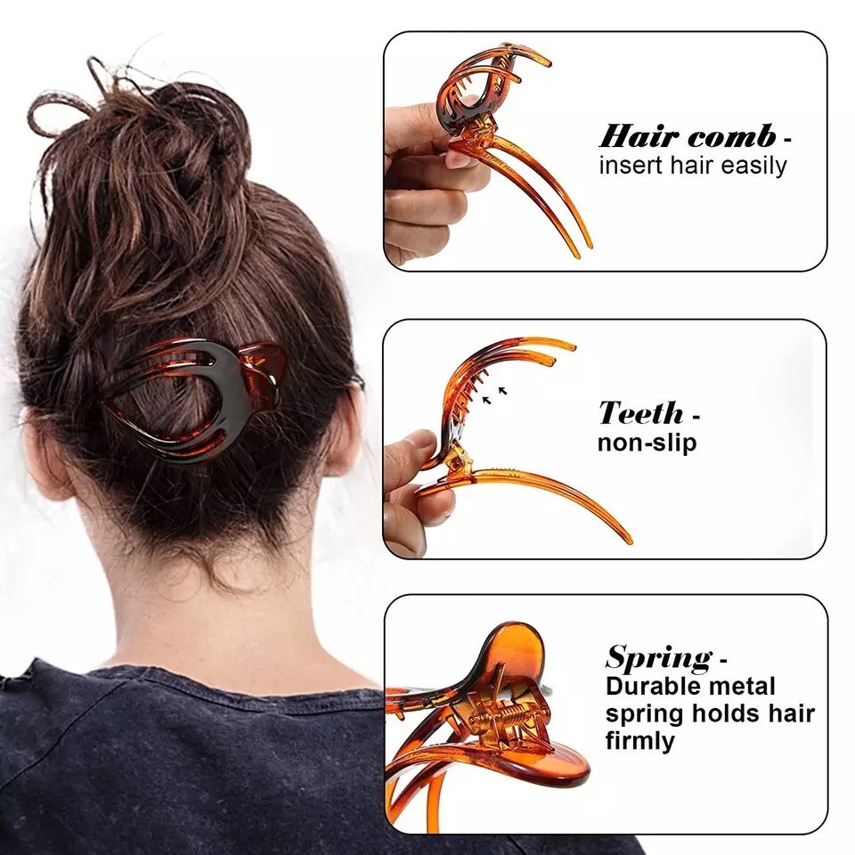French Concord Flat Hair Clips - 6PCS Curved Hair Claw No Slip Hair ...