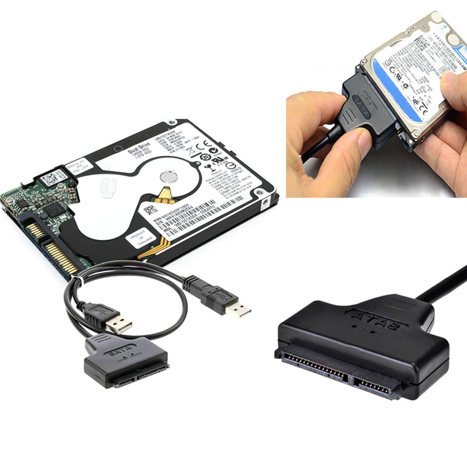 USB 2.0 to 2.5inch HDD 7+15pin SATA Hard Drive Cable Adapter For SATA ...