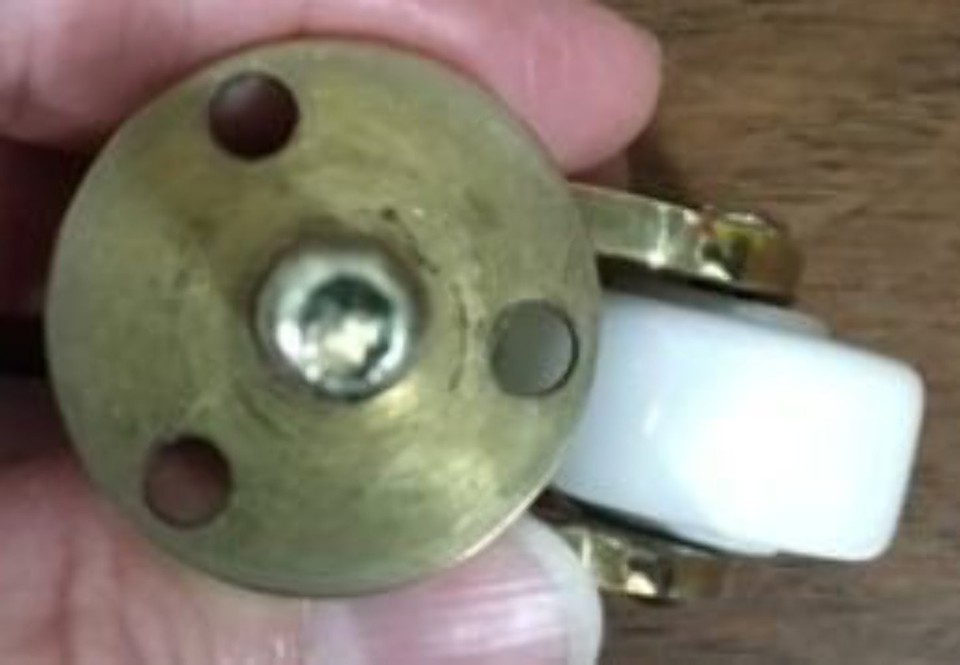 Cast Brass PLATFORM CASTER with Porcelain Wheel for Antique Vintage ...