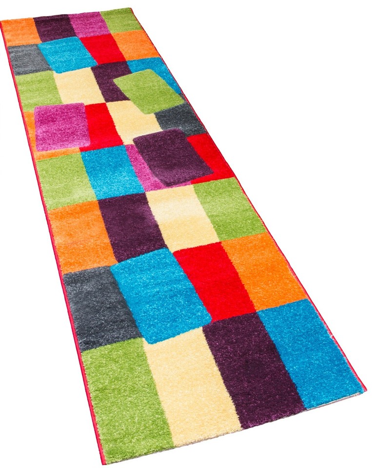 Multi Coloured Rugs Runners Carpet Rainbow Design Mat Hand Carved ...