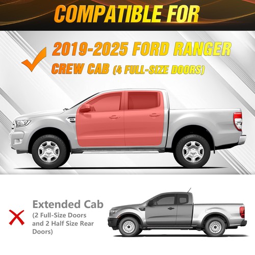 Side Rails Step Nerf Bar Running Boards For 2019-2025 Ford Ranger ...
