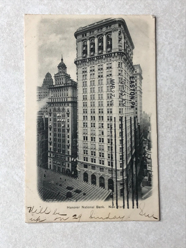 L2056 Postcard NY New York Hanover National Bank Building New York City ...