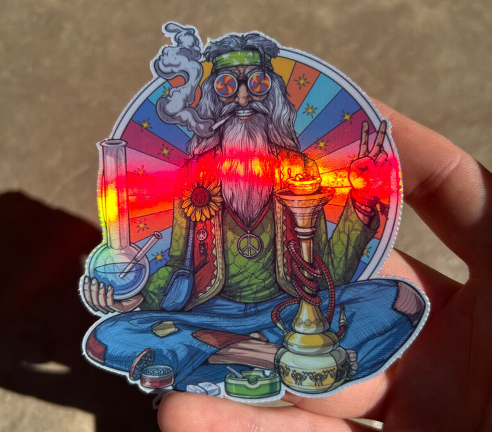 Blazed Hippie Holographic Sticker Waterproof Vinyl Trippy 420 Stoner ...