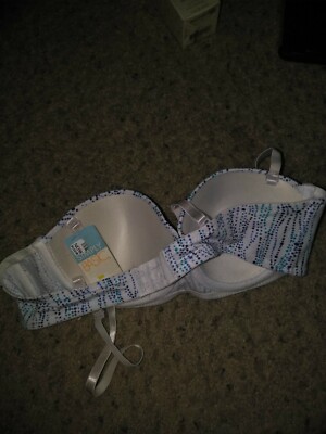 BN Simply Basic Underwired Full Coverage Bra 36B White with blue/Gray ...