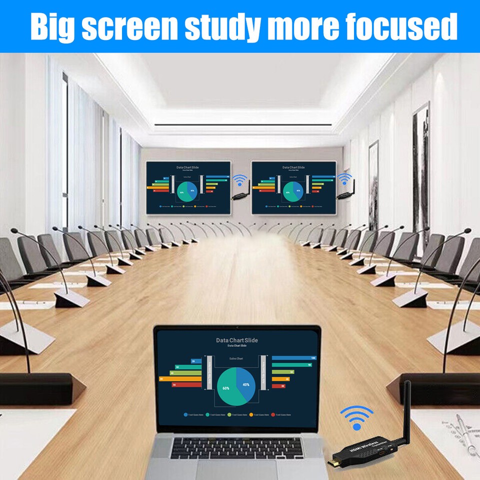 100M Wireless HDMI Video Transmitter & Receiver TV Stick Screen Share ...