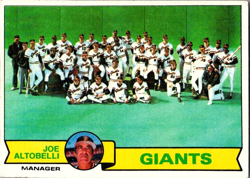 1979 Topps San Francisco Giants - Joe Altobelli San Francisco Giants ...