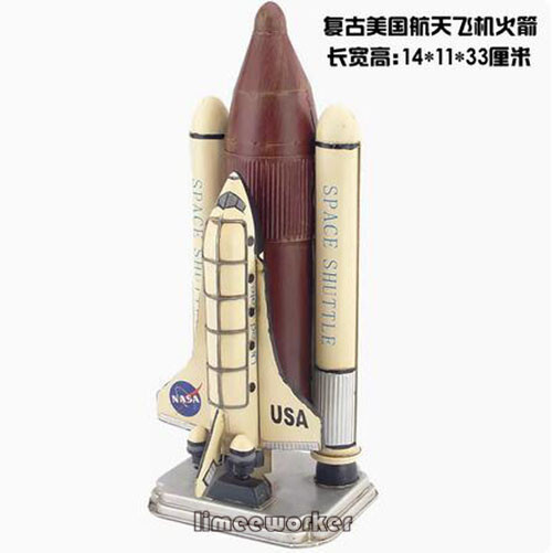 High 13in Iron Art Vintage NASA Space Shuttle Rocket Model Tabletop ...