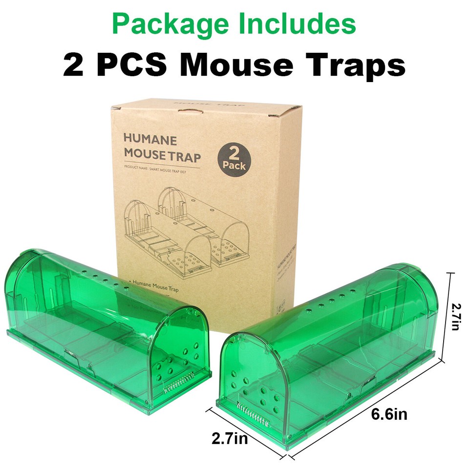 2 Pack Humane Mouse Traps Live Catch and Release Reusable Rat Traps ...