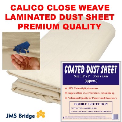 5 x Heavy Duty Dust Sheets Calico Premium Close/Tight Weave 100% Cotton ...
