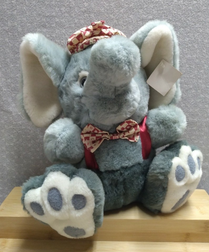 Vintage Dan Dee Elephant Teddy Plush Toy Dapper Grey Bowtie 10" | eBay