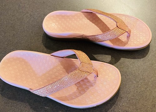 VIONIC Womens Tide Toe Post Pink Rhinestones Thong/Flip Flops Sandals ...