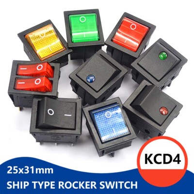KCD4 Rectangular Boat Rocker Switch 25x31mm Rocker Power Switch ON-OFF ...